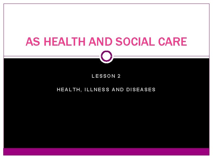 AS HEALTH AND SOCIAL CARE LESSON 2 HEALTH