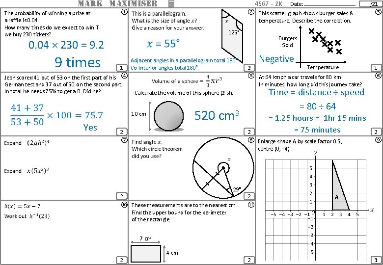 MARK MAXIMISER The probability of winning a prize