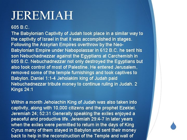 The Prophets Their message then and now JEREMIAH