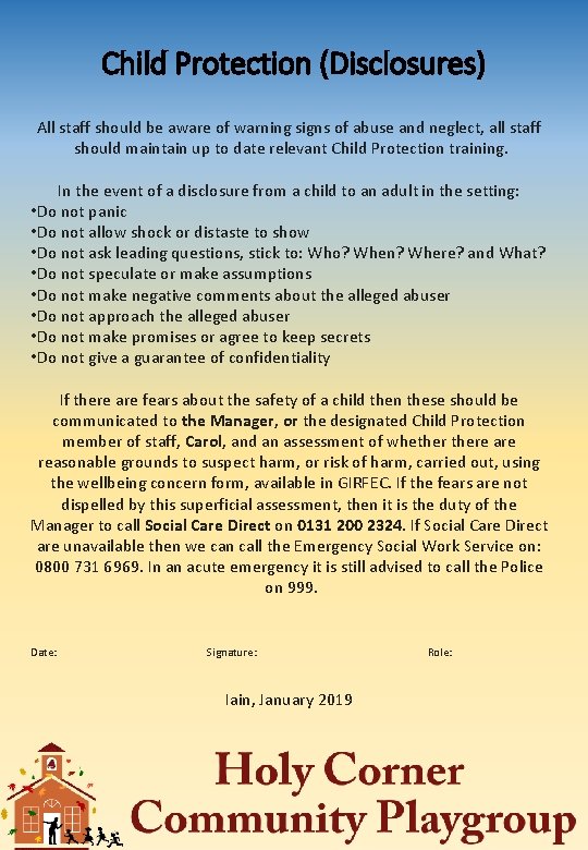 Child Protection Disclosures All staff should be aware