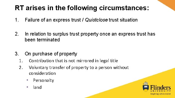Resulting Trusts Terminology Classifications and Definitions The use