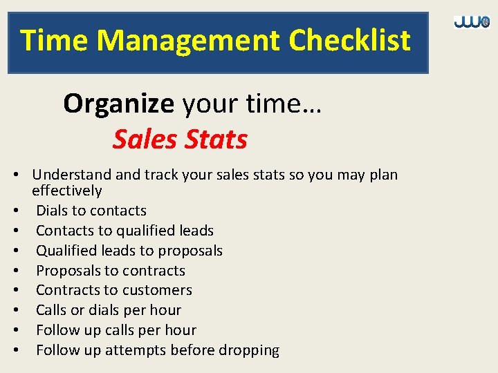 Special Management Series Time Management Checklist This is