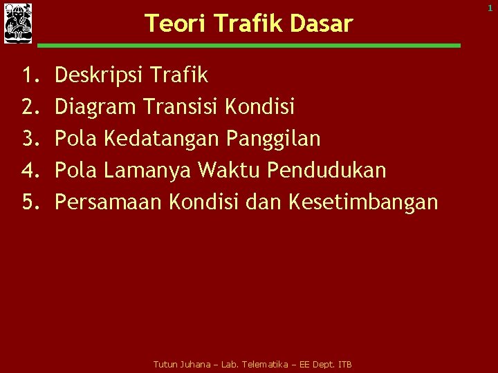 Teori Trafik Dasar 1 2 3 4 5