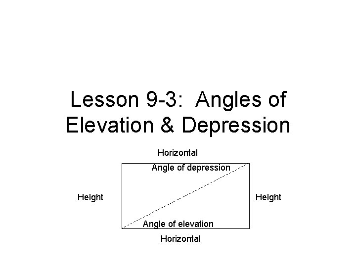 Lesson 9 3 Angles of Elevation Depression Horizontal