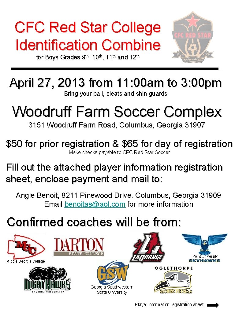 CFC Red Star College Identification Combine for Boys