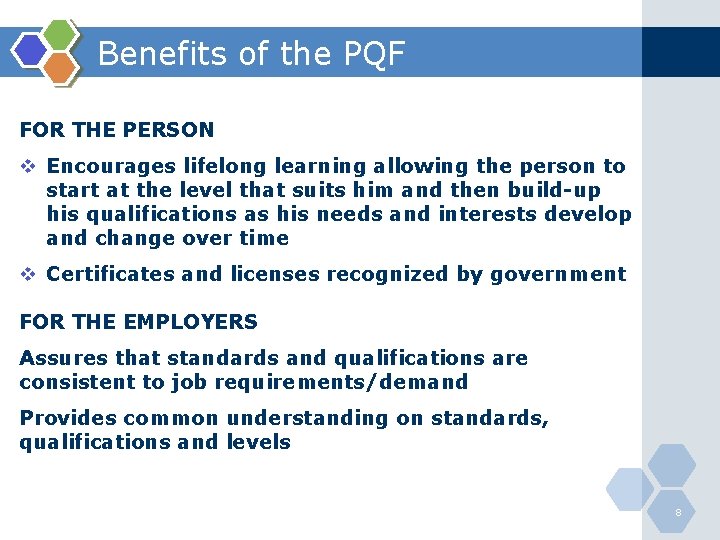 LOGO Philippine Qualifications Framework PQF 1 Outline of