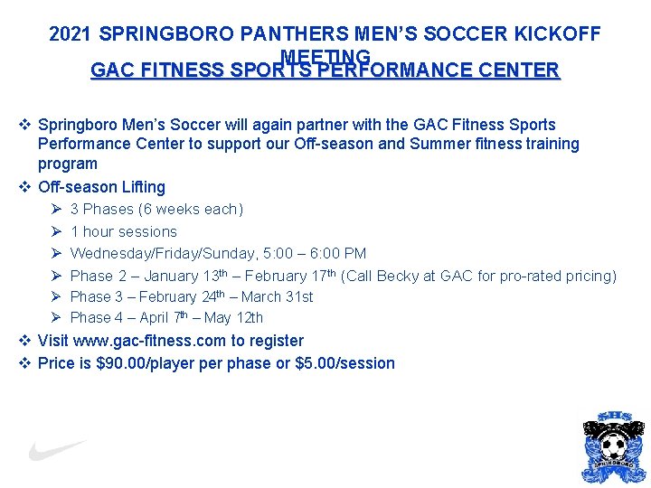 SPRINGBORO PANTHERS MENS SOCCER 2021 SPRINGBORO PANTHERS MENS