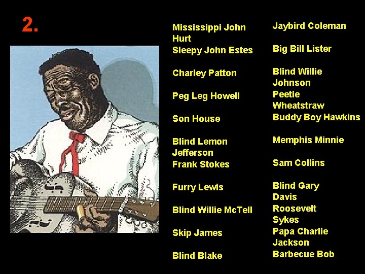 WELCOME TO THE BLUES ARTIST QUIZ Instructions On