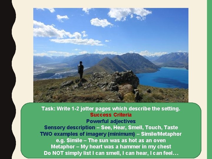 SETTING Task Write 1 2 jotter pages which