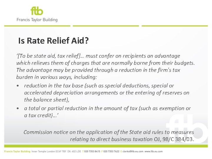 State Aid Business Rates and Community Infrastructure Levy