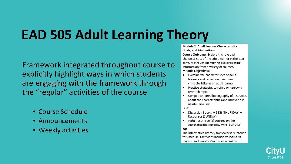 Supporting Student Learning with the Framework for Information