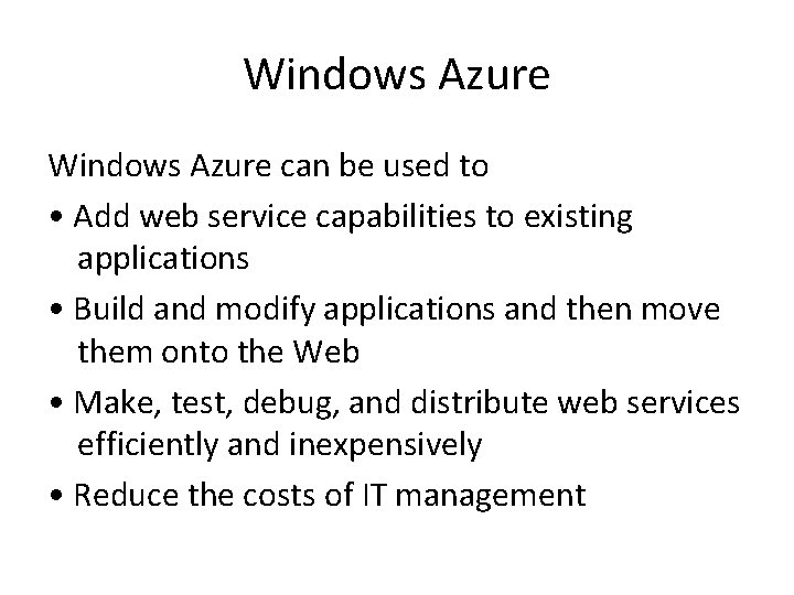CLOUD COMPUTING CASE STUDIES Microsoft Azure Services platform
