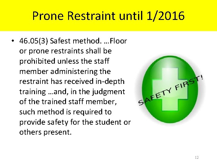 General Overview of Physical Restraint Requirements for Public