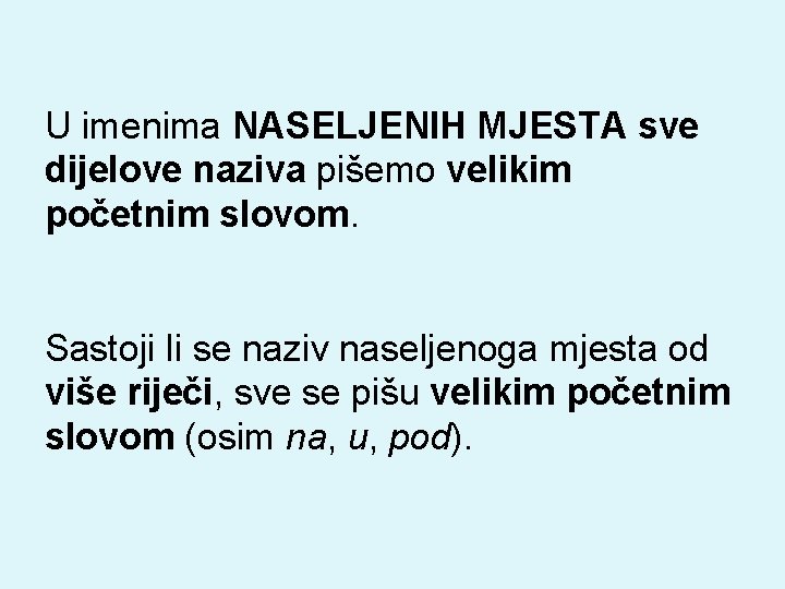 Veliko Slovo u Imenima Naseljenih Mjesta Voda Gora