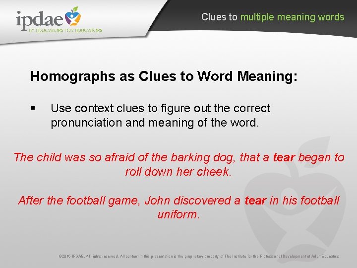 Using Clues To Determine the Meaning of Multiple