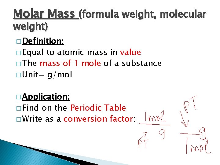 Ch 10 Molar Quantities Notes Learning Target 1