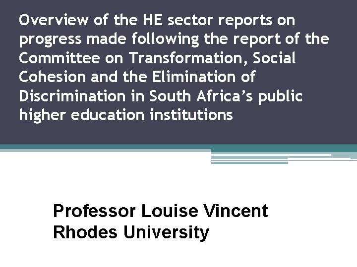 Overview of the HE sector reports on progress