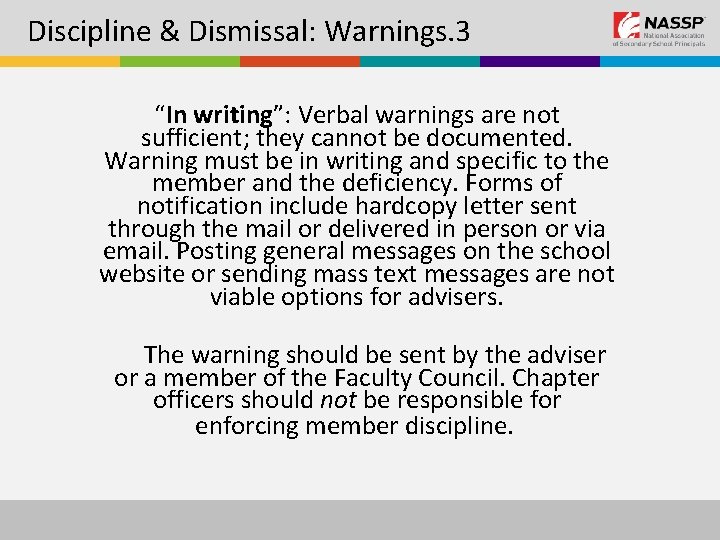 Discipline Dismissal Procedures An Honor Society Adviser Workshop