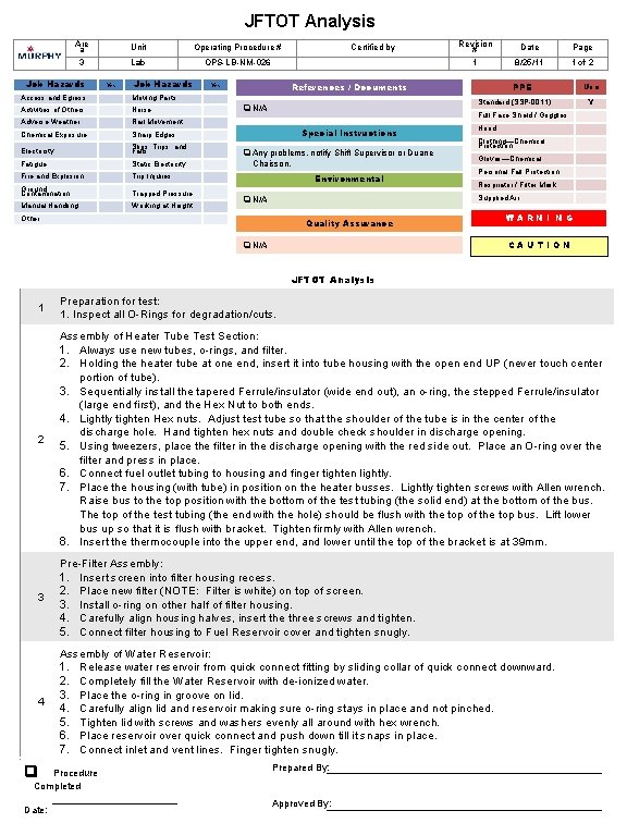 JFTOT Analysis Are a Unit Operating Procedure 3