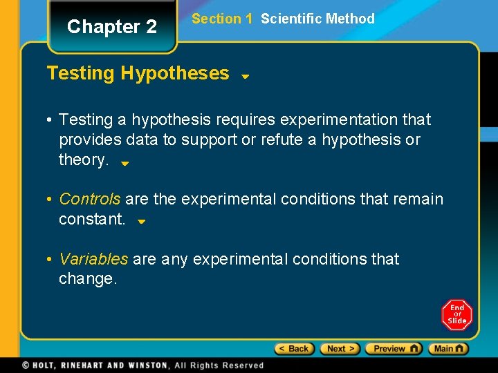 Chapter 2 Section 1 Scientific Method Objectives Describe