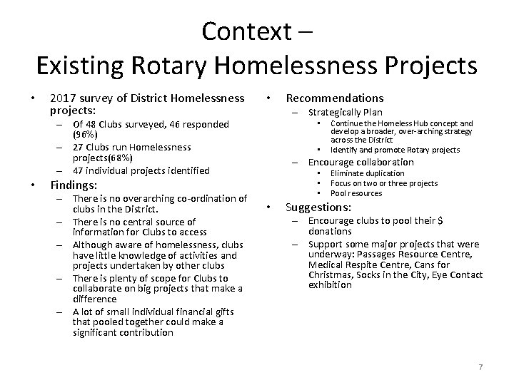 Rotary District 9455 Homeless Hub Strategic Directions Paper