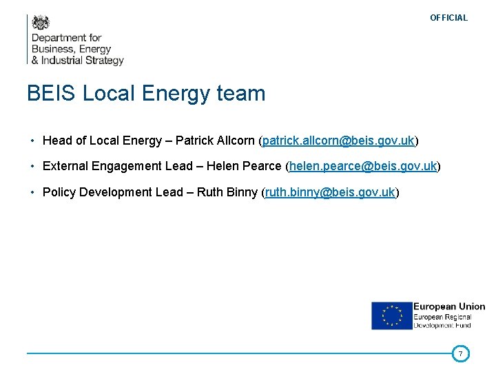OFFICIAL National low carbon context and the BEIS