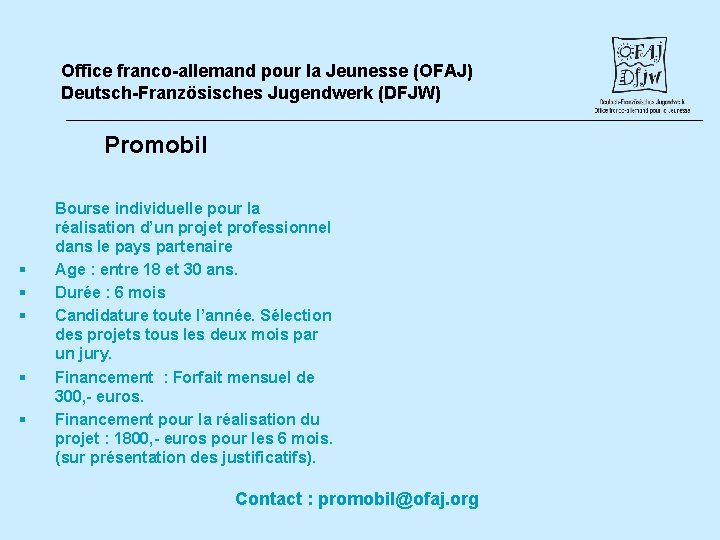 Office francoallemand pour la Jeunesse OFAJ DeutschFranzsisches Jugendwerk