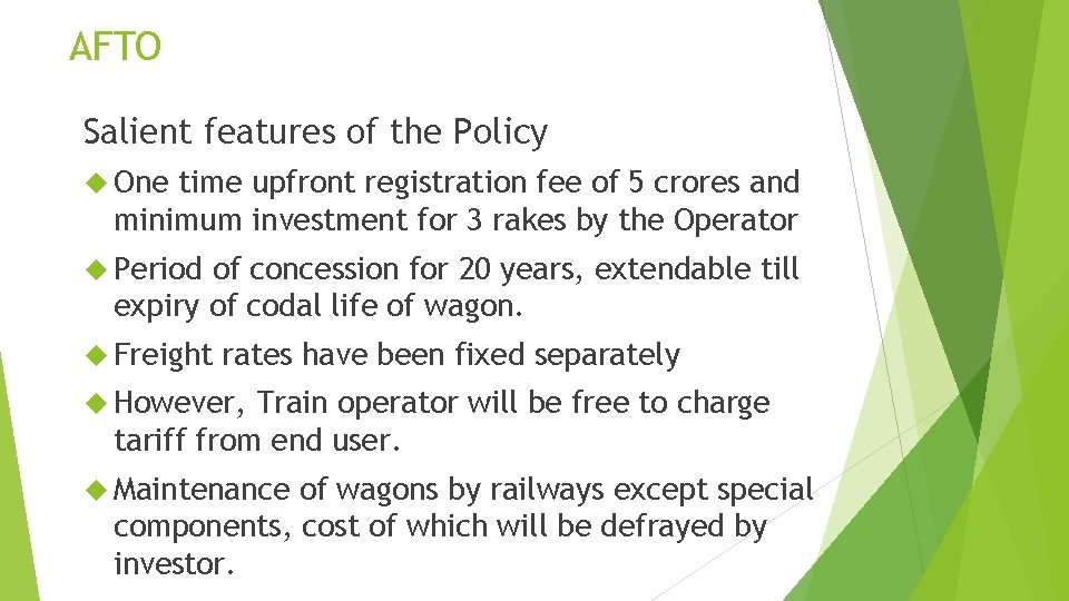 Automobile Freight Train Operator Scheme Objective With a
