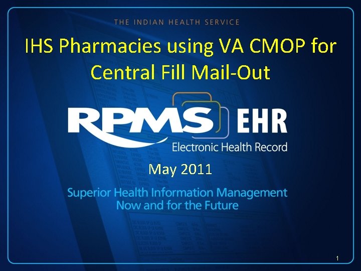 IHS Pharmacies using VA CMOP for Central Fill