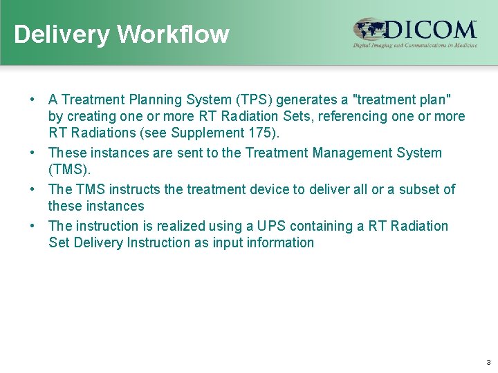 DICOM Second Generation Radiotherapy Supplement 160 Patient Setup