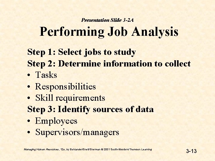 Managing Human Resources Bohlander Snell Sherman Chapter 3