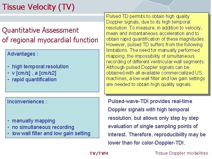 Introducing Tissue Doppler What is it TVTVM Definition
