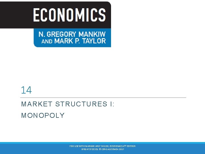 14 MARKET STRUCTURES I MONOPOLY FOR USE WITH