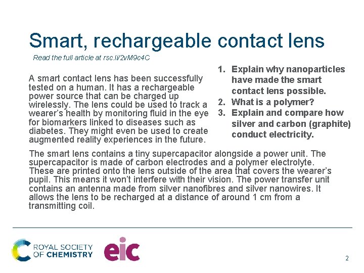 Smart rechargeable contact lens Read the full article