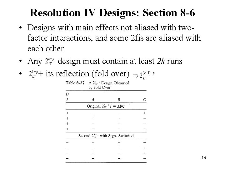 Resolution III Designs Designs with main effects aliased