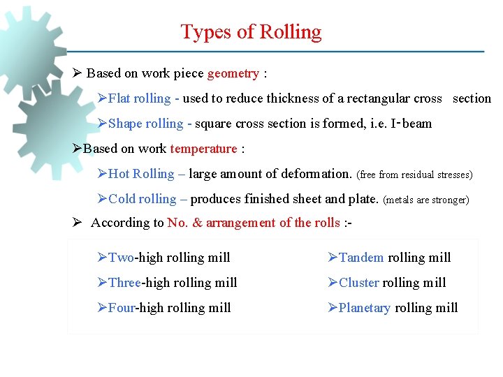 Rolling mill Introduction to Rolling is a bulk