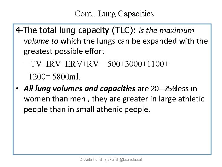 Respiratory ventilation Dr Aida Korish akorishksu edu sa