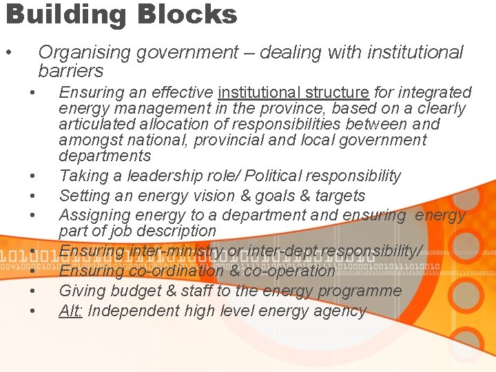 Building the enabling framework for sustainable energy in