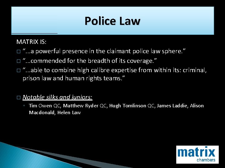 Matrix Chambers UK 2012 Administrative Public Law MATRIX