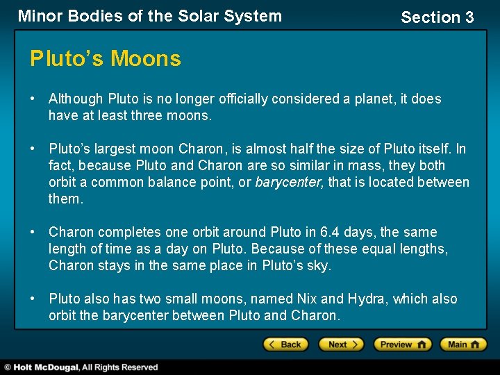 Minor Bodies of the Solar System Section 3