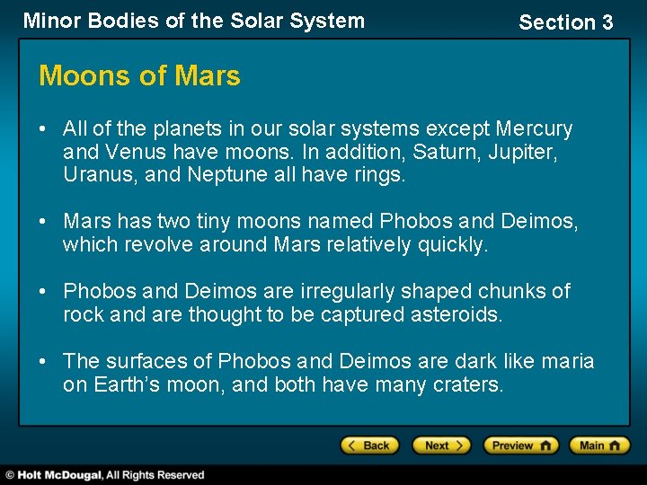 Minor Bodies of the Solar System Section 3