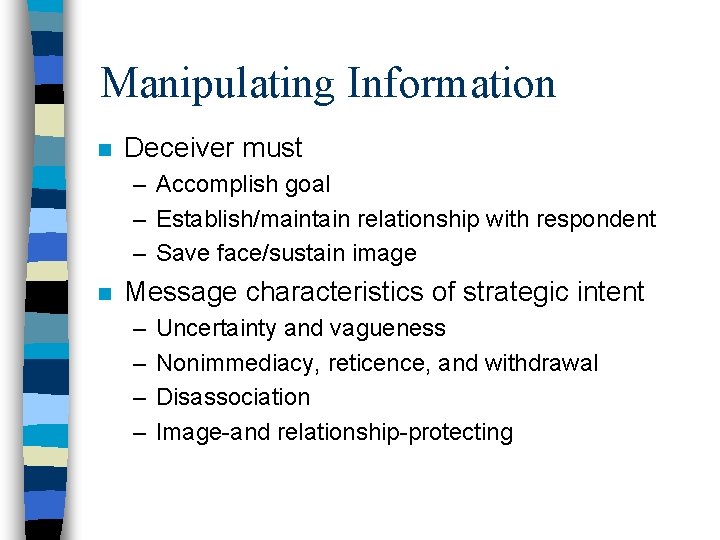 Interpersonal Deception Theory David Buller and Judee Burgoon