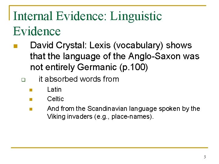 THE ORIGINS OF ENGLISH Book 1 Chapter 3