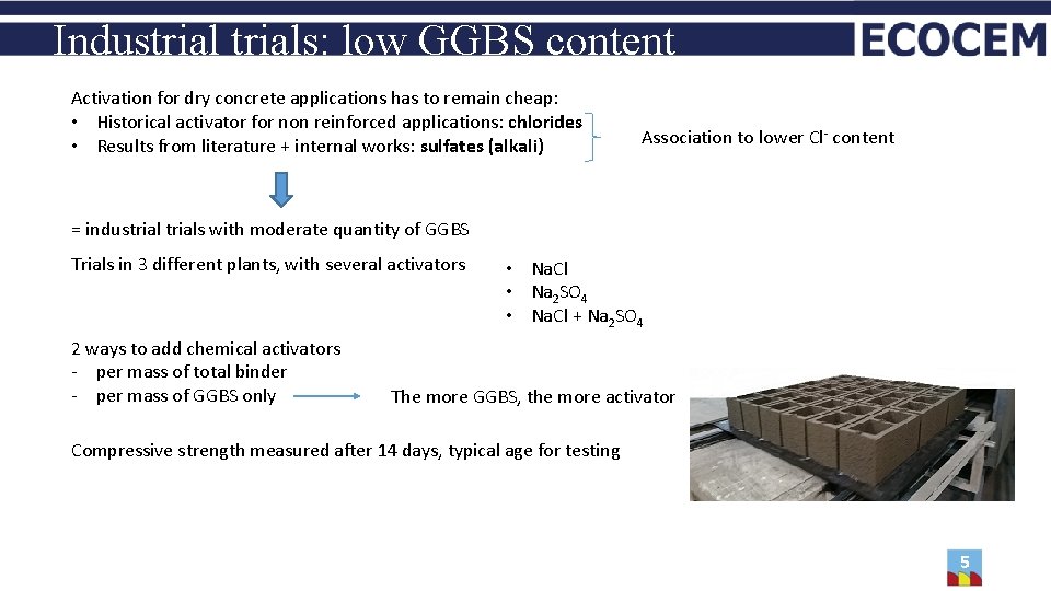 Utilization of activated GGBS for nonreinforced concrete applications