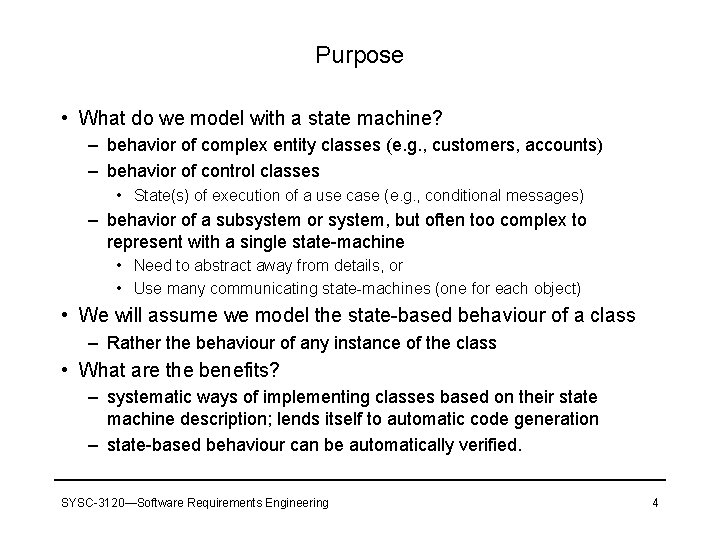 SYSC3120Software Requirements Engineering Part IV StateBased Modeling ...