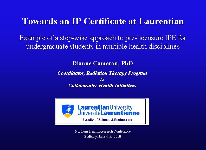Towards an IP Certificate at Laurentian Example of