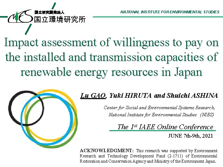 NATIONAL INSTITUTE FOR ENVIRONMENTAL STUDIES Impact assessment of