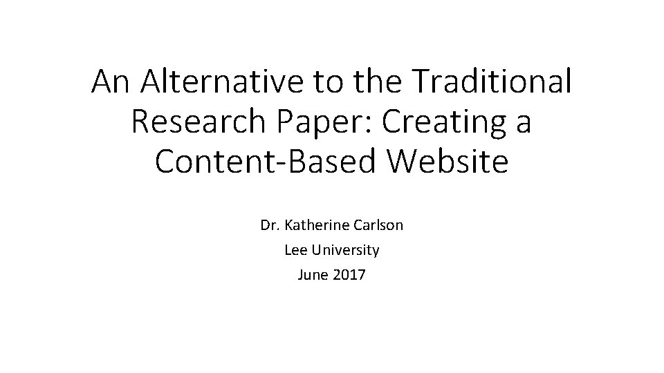 An Alternative to the Traditional Research Paper Creating