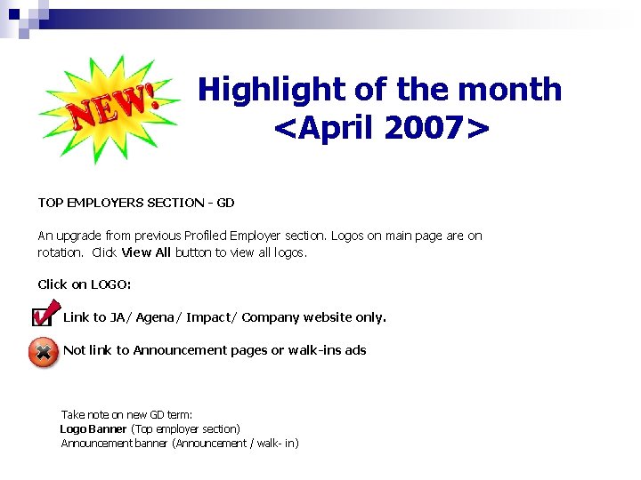 Highlight of the month April 2007 TOP EMPLOYERS