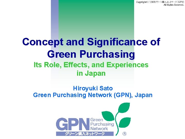 Concept and Significance of Green Purchasing Its Role